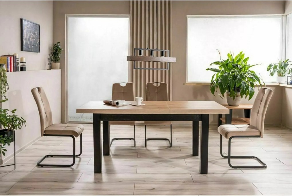Jídelní rozkládací stůl Presto 140/218 cm dub Artisan/černý