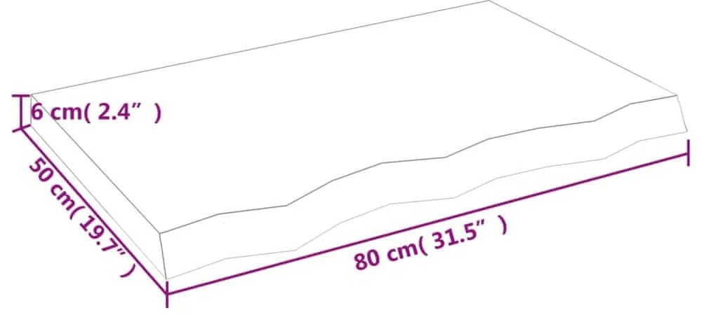 Petromila Nástěnná police tmavě hnědá 80x50x(2-6)cm ošetřený masivní dub