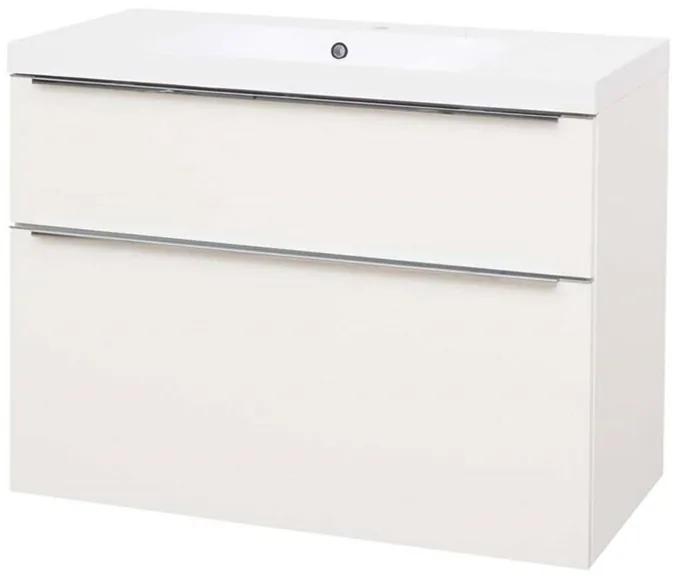 Mereo, Mailo, koupelnová skříňka s umyvadlem z litého mramoru 101 cm, bílá, chrom madlo CN512M