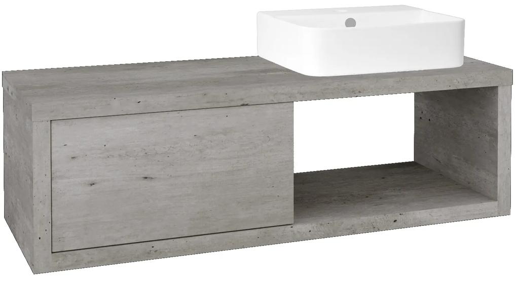 Dřevojas Koupelnová skříň STORM SZZO 120 (umyvadlo Joy 3) Varianta: D16  Beton tmavý / L01 Bílá vysoký lesk / Levé