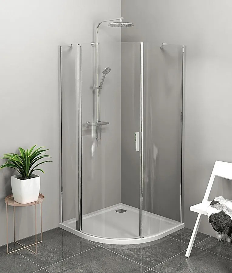 Polysan, ZOOM LINE čtvrtkruhová sprchová zástěna 900x900mm, čiré sklo, levá, ZL2615L