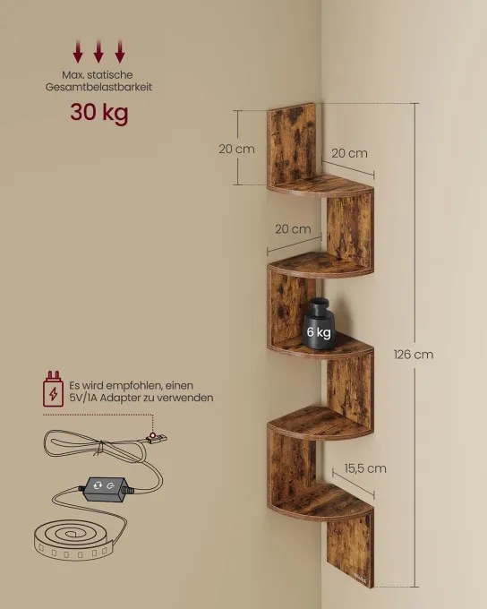 Rohová police s LED osvětlením LBC630K01
