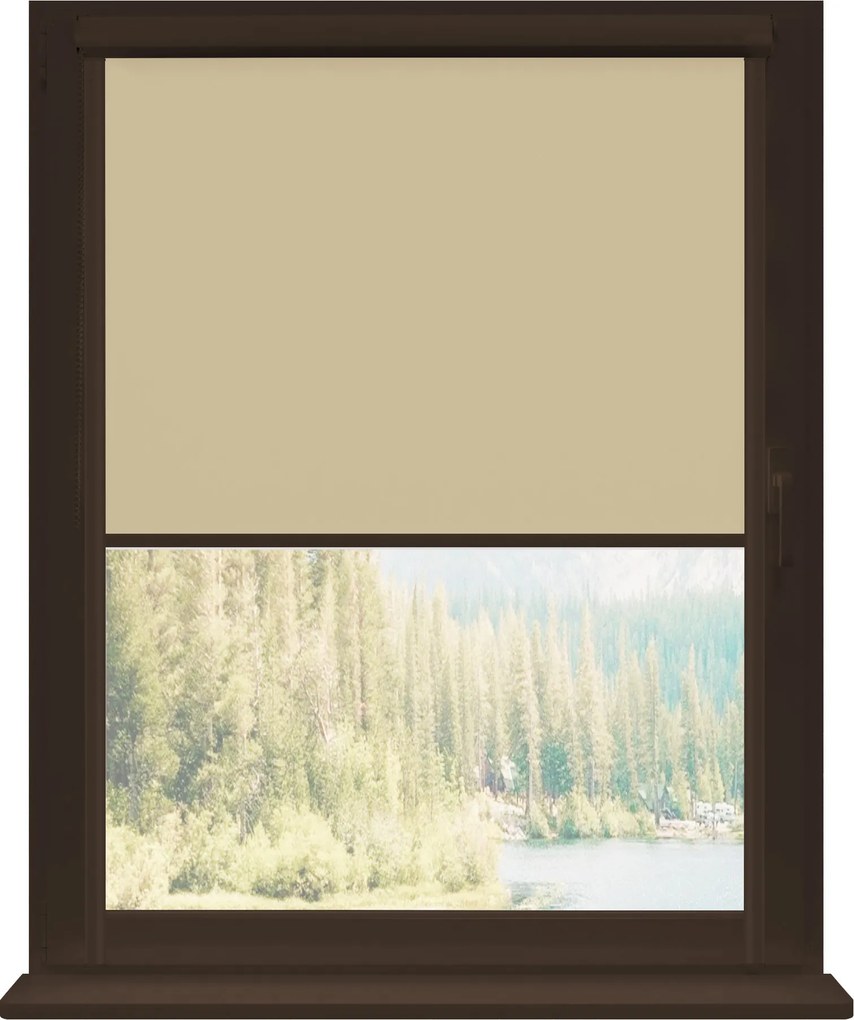Dekodum Termoizolační roleta v hnědé kazetě, barva látky Tan Silver Šířka (cm): 123, Výška (cm): Standardní (do 150 cm), Strana mechanismu: Práva