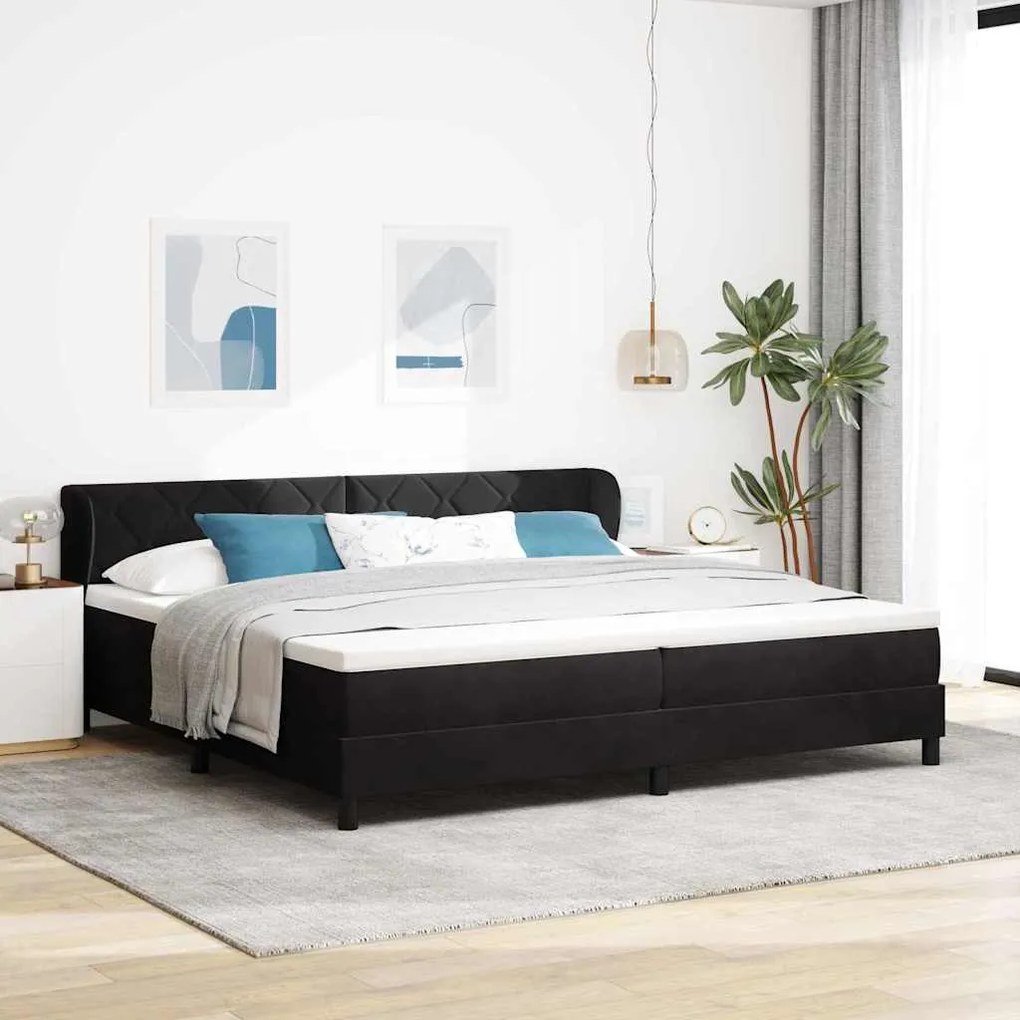 Postel s boxspringem s čelo Černá 200 x 200 cm samet 3340462