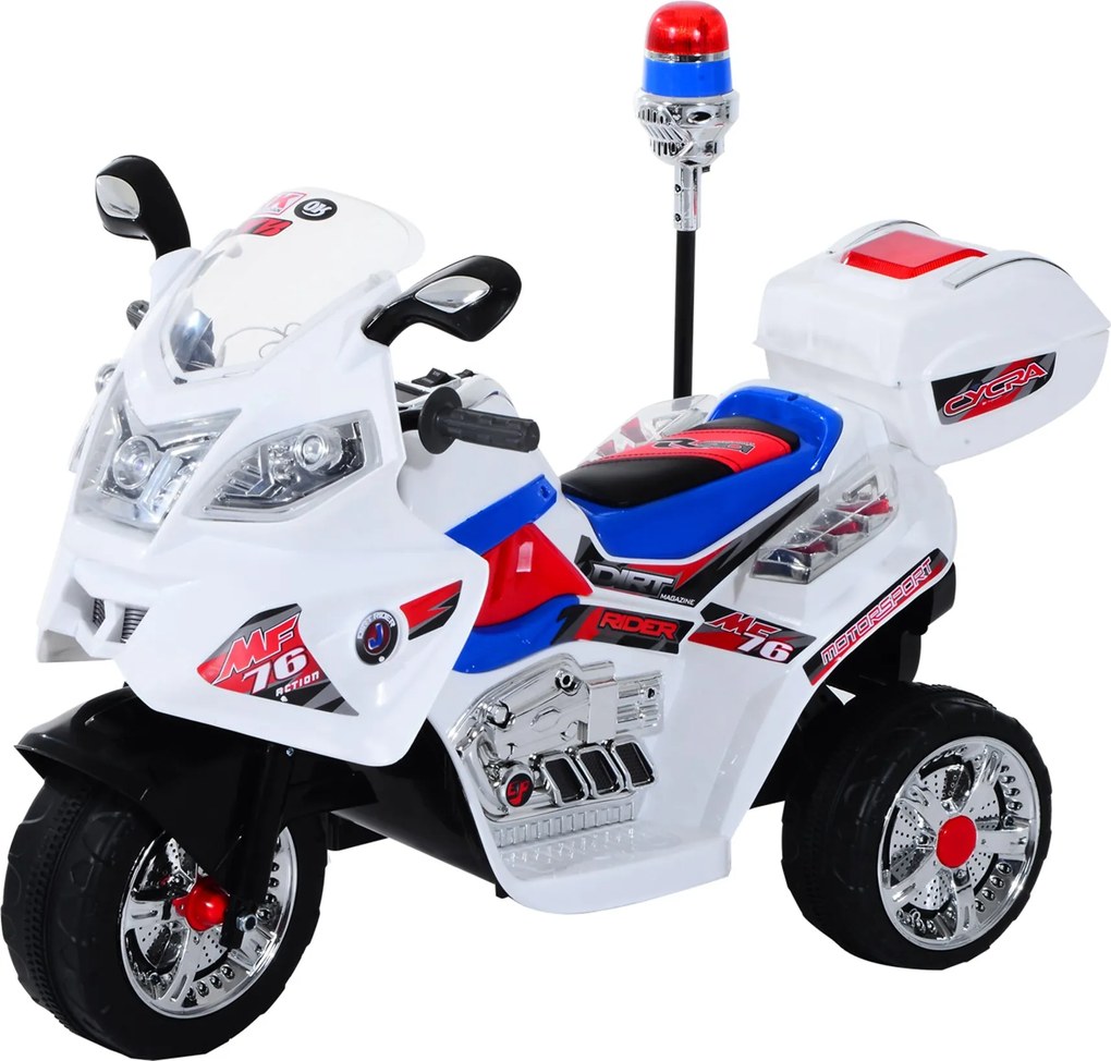 HOMCOM Elektrické motocykl pro děti 3-5 let, elektrický toy motocykl, 3 kola s hudbou, rychlost 3 km/h, světla 112×51×72,5 cm | Aosom