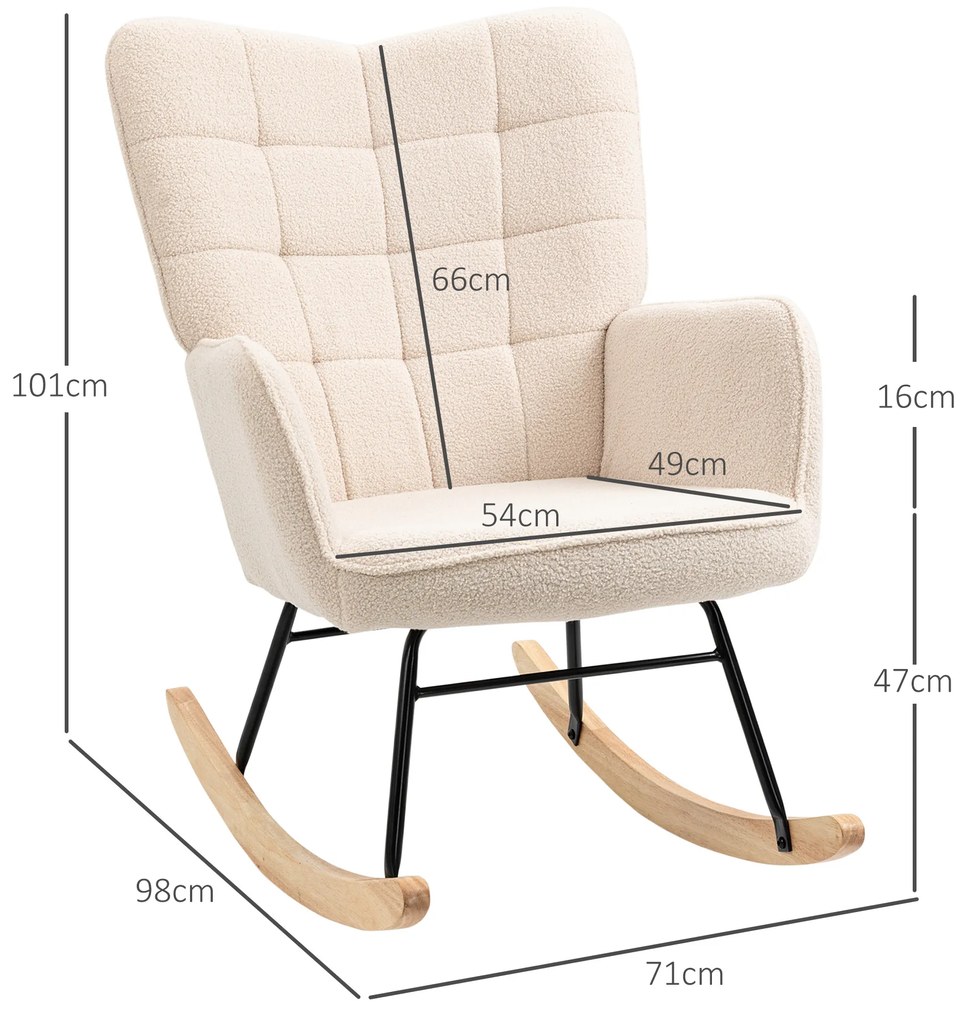 HOMCOM Houpací křeslo Houpací křeslo, akcentové křeslo, relaxační křeslo s berberským rounem, do 120 kg, béžové, 71x92x101 cm| Aosom