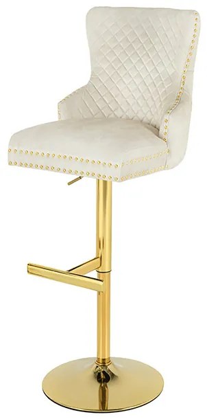 Designová barová židle Queen Lví hlava béžový samet