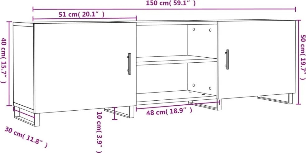 vidaXL TV skříňka 150x30x50 cm kompozitní dřevo [829119] Barva: Černá