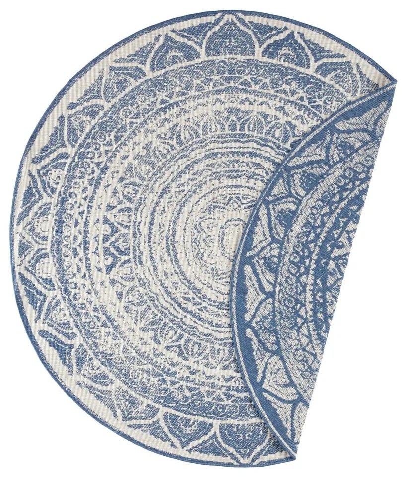 Modro-krémový venkovní koberec NORTHRUGS Siruma, ø 140 cm