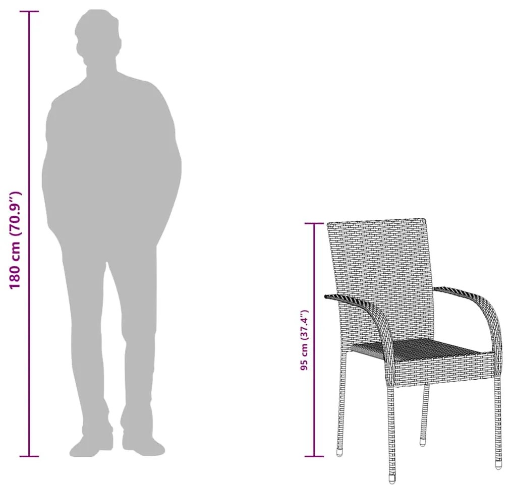 vidaXL Marketos Stohovatelné zahradní židle 4 ks polyratan černé