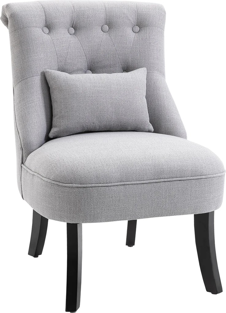 HOMCOM polohovací křeslo TV křeslo s opěrným polštářem, zvýšené nohy, lněná šedá 52.5x69x77cm pro pohodlnou relaxaci | Aosom.de