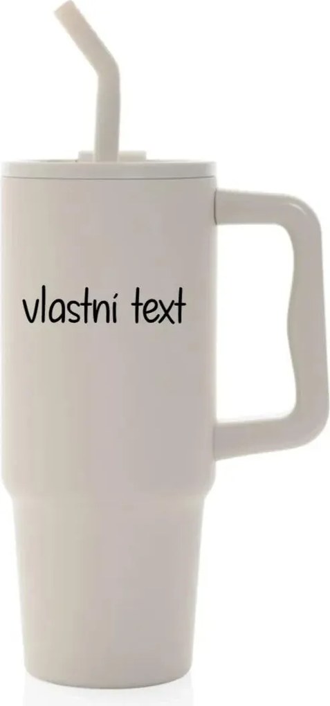Vlastní text na nerezovou termosku s barevným víčkem