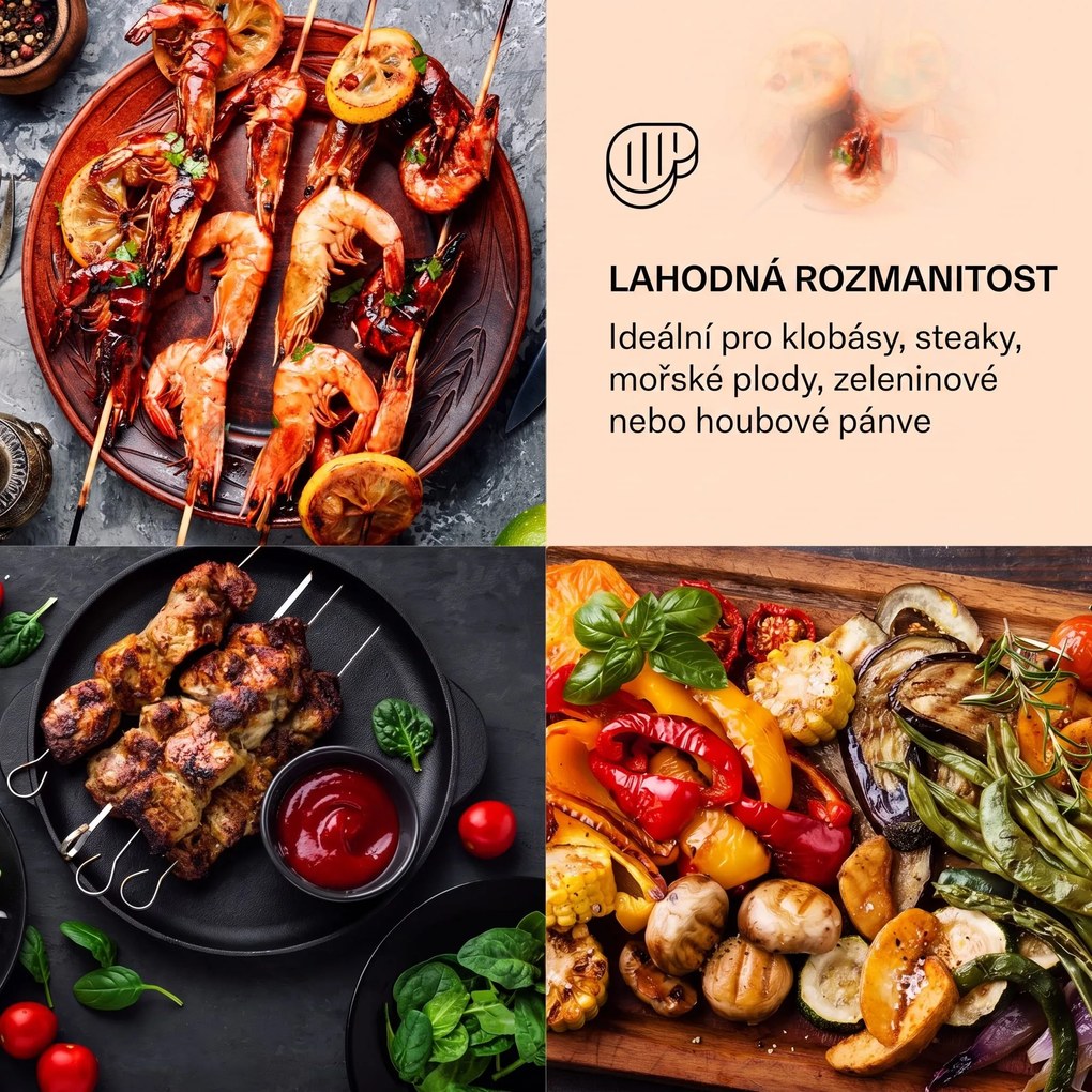Klarstein Grillmeile 4400, elektrický gril, Plancha, 2 x 2200W, grilovací deska z nerezové oceli