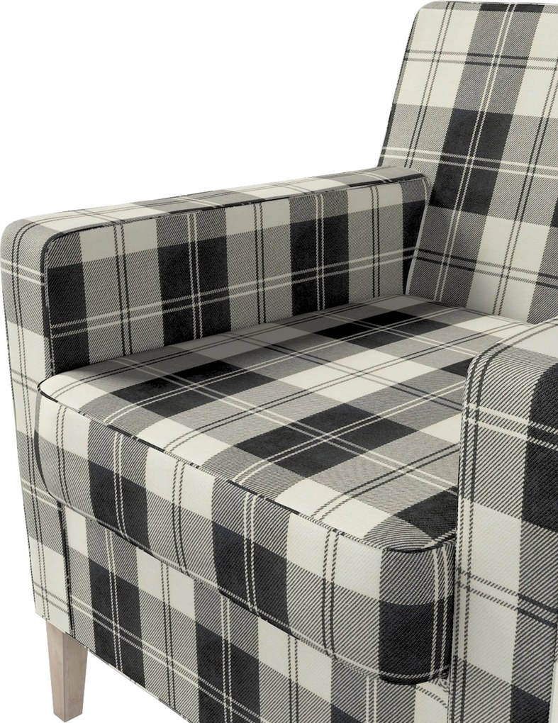 Potah na křeslo IKEA Karlstad barva černá látka pletený vzor, vzorované