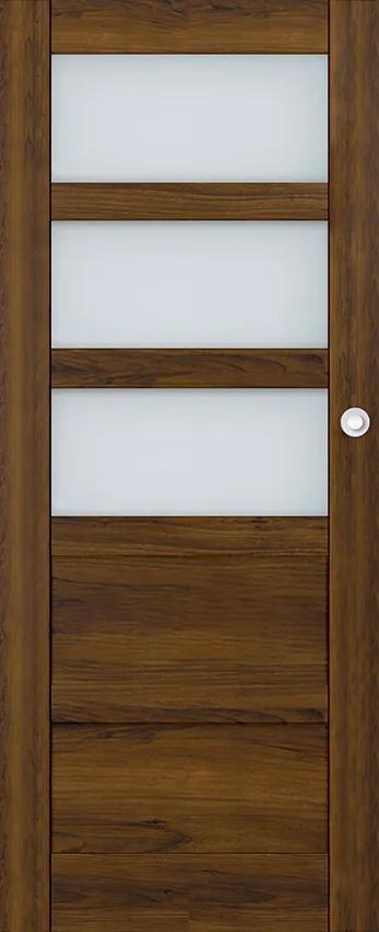 posuvné interiérové dveře do pouzdra BRAGA model 4 Průchozí rozměr: 70 x 197 cm, Orientace dveří: Levé dveře, Dekor: Dub stříbrný