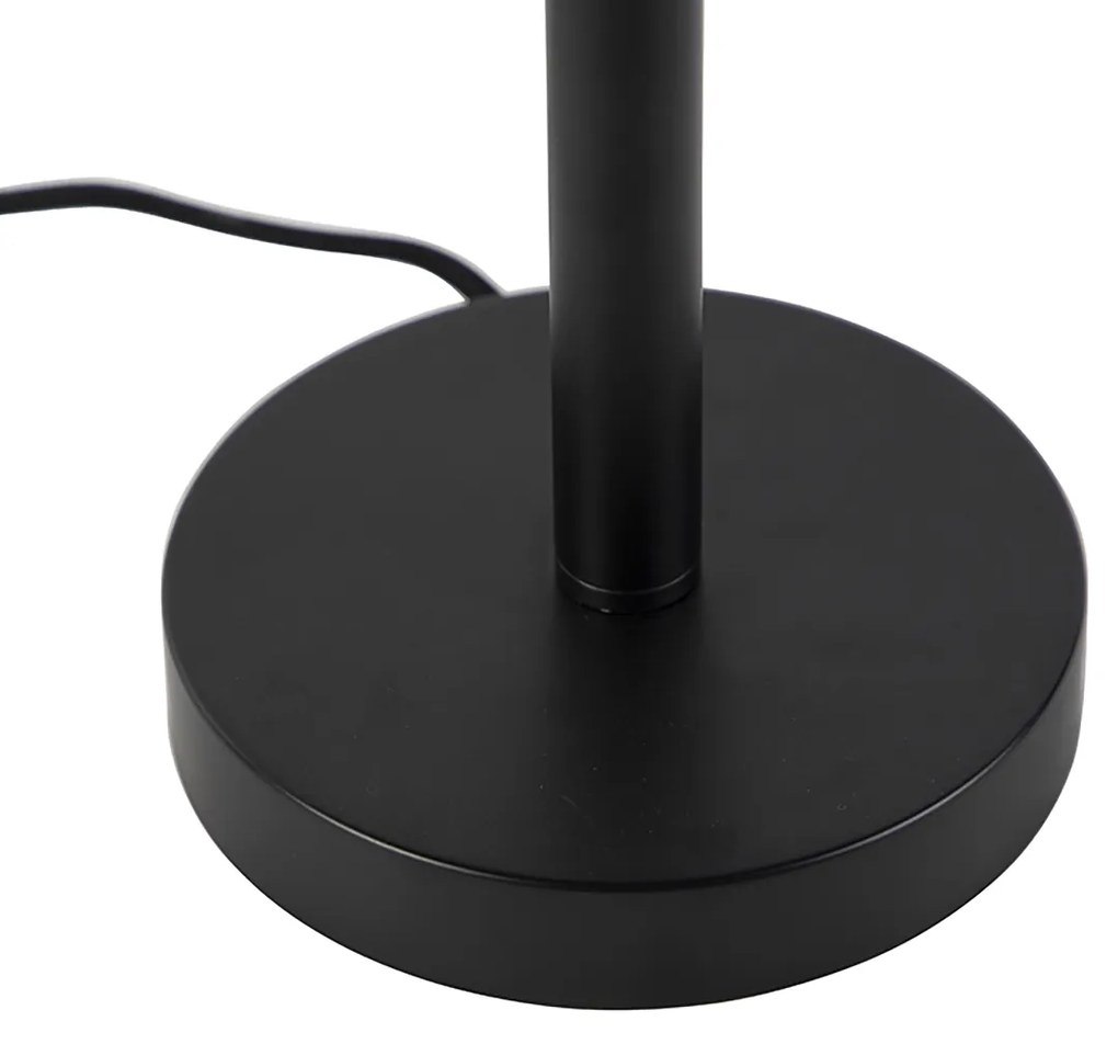 Moderní stolní lampa černá s lněným stínidlem světle šedá 35 cm - Simplo