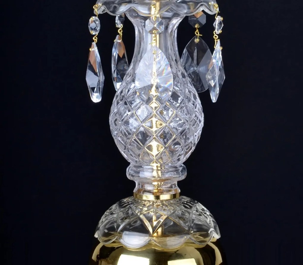 1 bulb crystal design table lamp with cut almonds