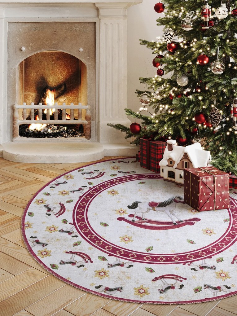 Villeroy & Boch, Kusový koberec Villeroy & Boch Toy's delight 106275 Cream, Red kruh, 160x160 (průměr) kruh, červená, obývací pokoj