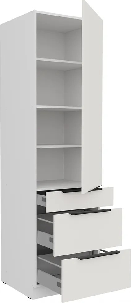 ARIA wh | vysoká skříňka 60 DKS-210 3S1F potravinová | UNI DVÍŘKA | 60 cm | PREMIUM BOX | bílá