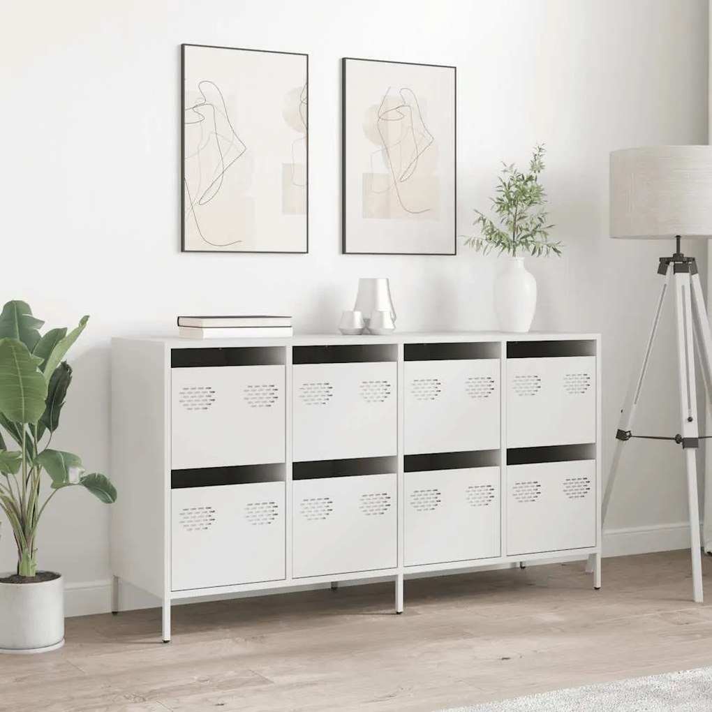 Příborník bílý 135 x 39 x 73,5 cm ocel válcovaná za studena 3307172