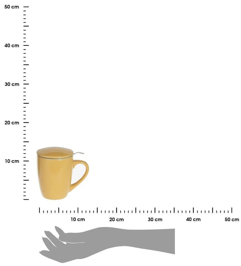 Hrnek s pokličkou a sítkem Lian 320 ml žlutý