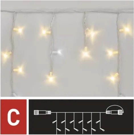 Propojovací vánoční řetěz bez zdroje EMOS Connecting D2CN02 50LED krápníky 3m teplá/studená bílá blikající