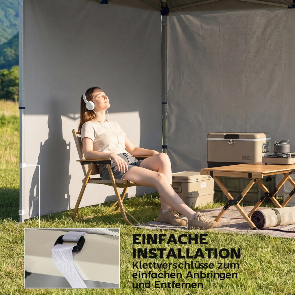 Outsunny 3dílná sada bočních panelů se zipem pro altán 3 x 3 m, tmavě modrá