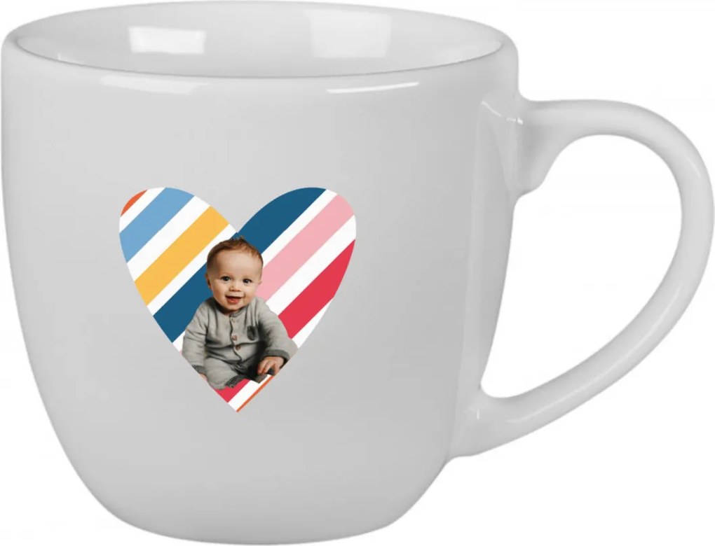 Personalizovaný keramický hrníček 400 ml s výřezem fotky na podkladu