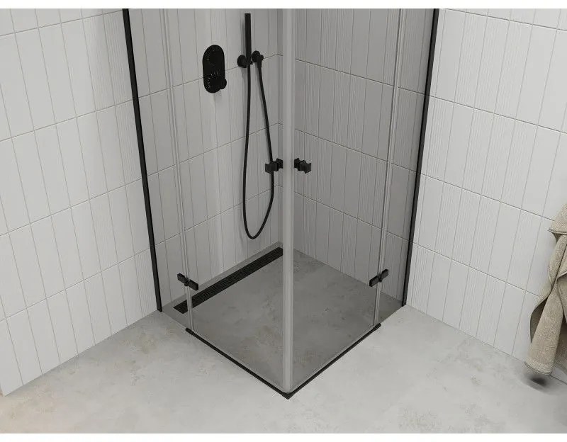 Mexen Roma Duo sprchový kout 90 x 90 cm, čiré sklo-černý profil, 854-090-090-70-00-02