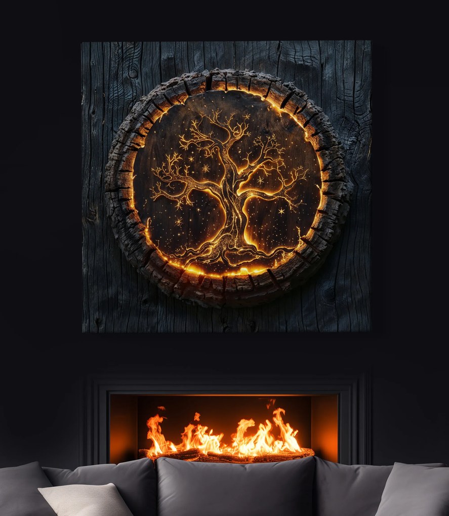 Obraz na plátně - Strom života Grand Fierro, dřevo styl FeelHappy.cz Velikost obrazu: 80 x 80 cm