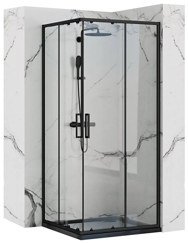 Rea - PUNTO BLACK MAT sprchový kout 80 x 80 cm, čiré sklo/černý profil, REA-K4800