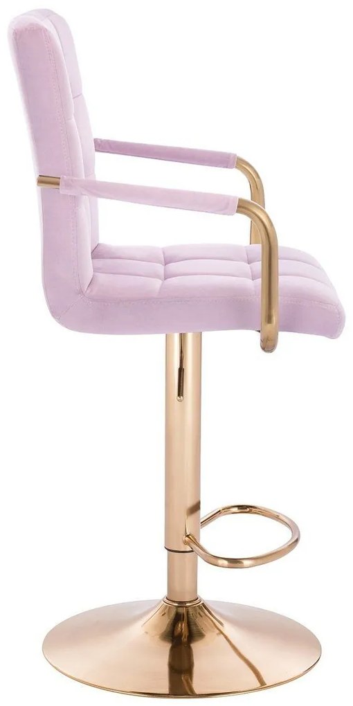 LuxuryForm DESIGN Barová židle VERONA GOLD VELUR na zlaté kulaté podstavě - levandule