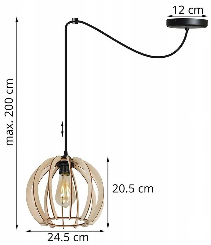 Závěsné svítidlo Timber Spider 1, 1x dřevěné stínítko