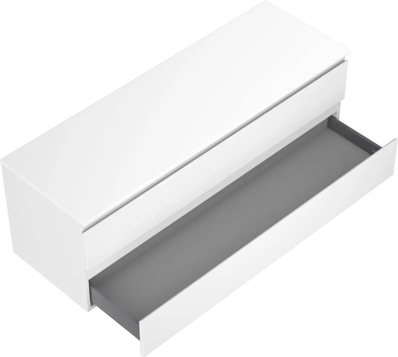 Mexen Orio, koupelnová skříňka pod umyvadlo 140 cm s horní částí, 2 zásuvky, bílá matná, 91A10-14047-2-BFFC01