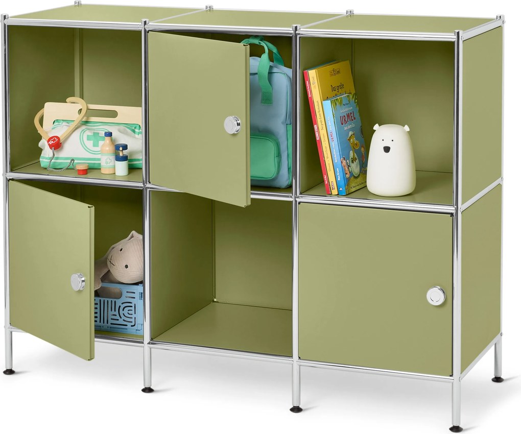 Tchibo - Kovová odkládací skříňka »Cn3 Kids« se 3 dvířky - barva: chrom
