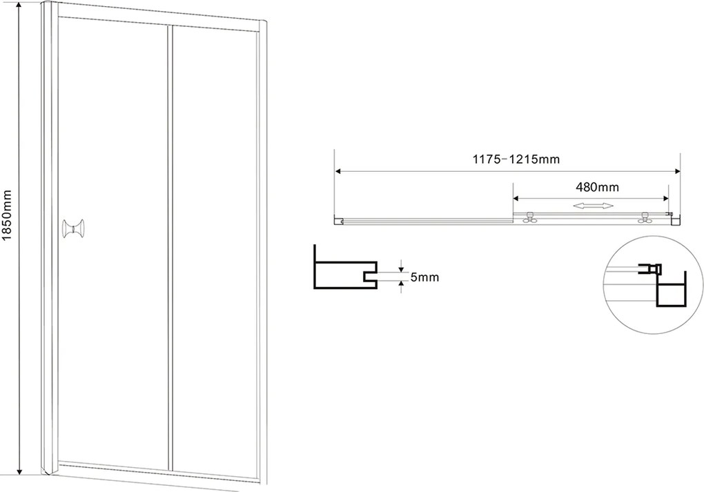 Aqualine Aqualine, AMADEO obdélníková sprchová zástěna 1200x900mm L/P varianta, sklo Brick, BTS120BTP90