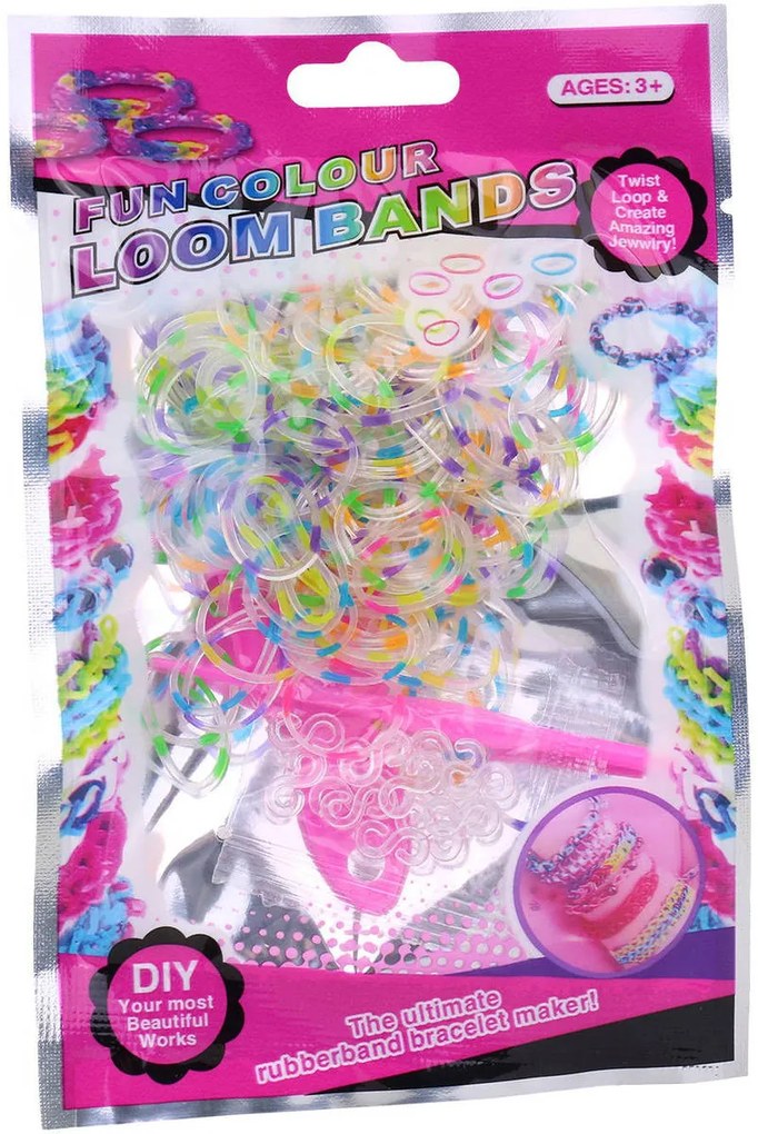 _Ostatní 1_ UDĚLEJ SI NÁRAMEK Gumičky LOOM BANDS 150ks neonové žíhané v sáčku 15675