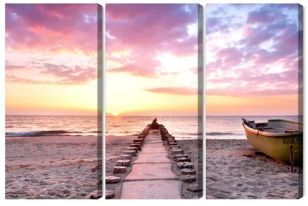 Vícedílný obraz Loď Na Pláži 3D Nedostatek Nedostatek Plátno Canvas 60x40