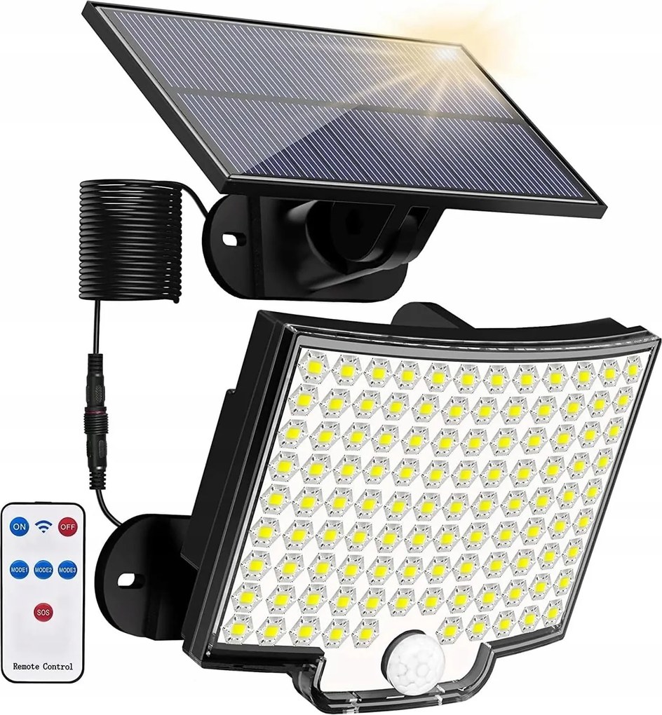 Led Solární Reflektor Hyram Zahradní Nástěnné Svítidlo IP65, Voděodolné