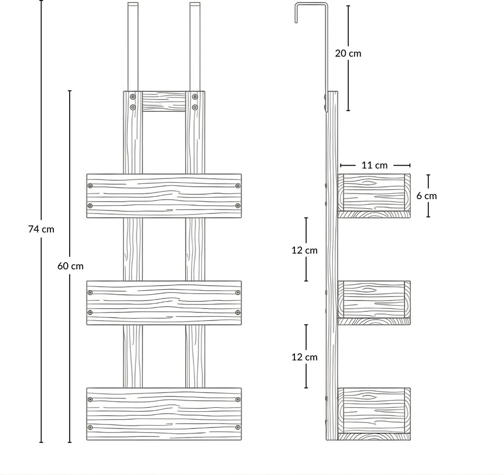 Bambusový koupelnový věšák na dveře RANT, 74 cm