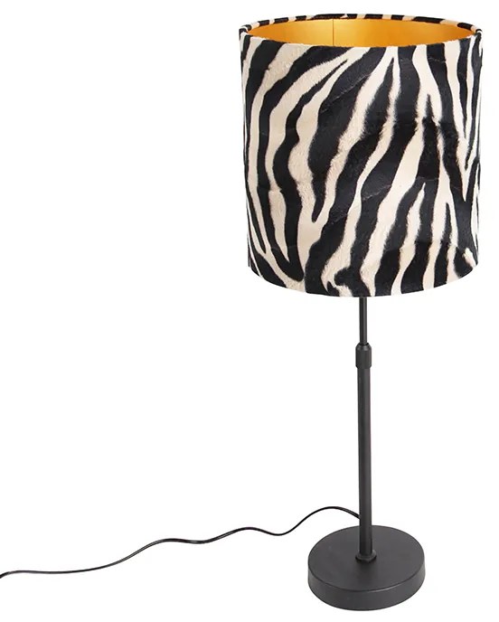 Stolní lampa černý odstín zebra design 25 cm nastavitelný - Parte