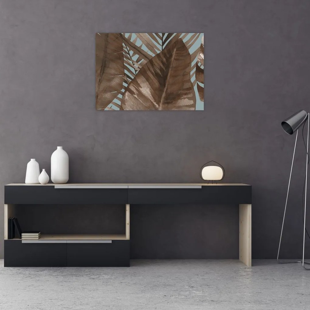 Skleněný obraz - Palmové listy, aquarel (70x50 cm)