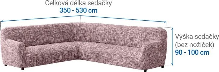 Bielastické potahy GRAFITI NOVÉ kaštanově hnědé rohová sedačka (š. 350 - 530 cm)