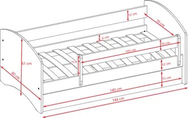 dětská postel 70x140 vzor ležící víla, růžová