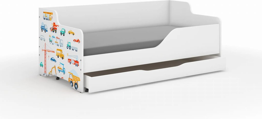 Wooden Toys Dětská postel LILU 160x80 MASZYNY – boční lišty