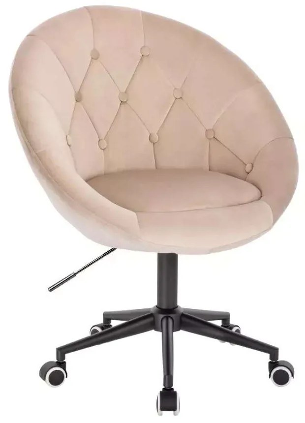LuxuryForm DESIGN Otočné křeslo VERA VELUR na černé podstavě s kolečky - latte