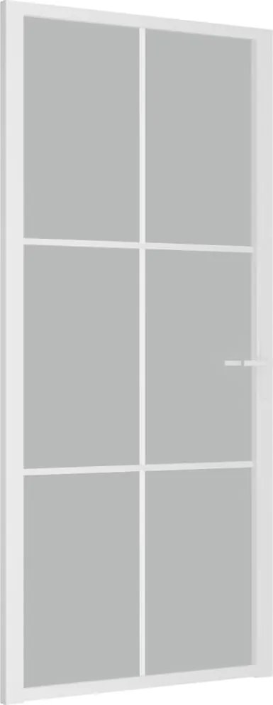 vidaXL Interiérové dveře 93 x 201,5 cm bílé ESG sklo a hliník [350582] Barva: Černá a průhledná