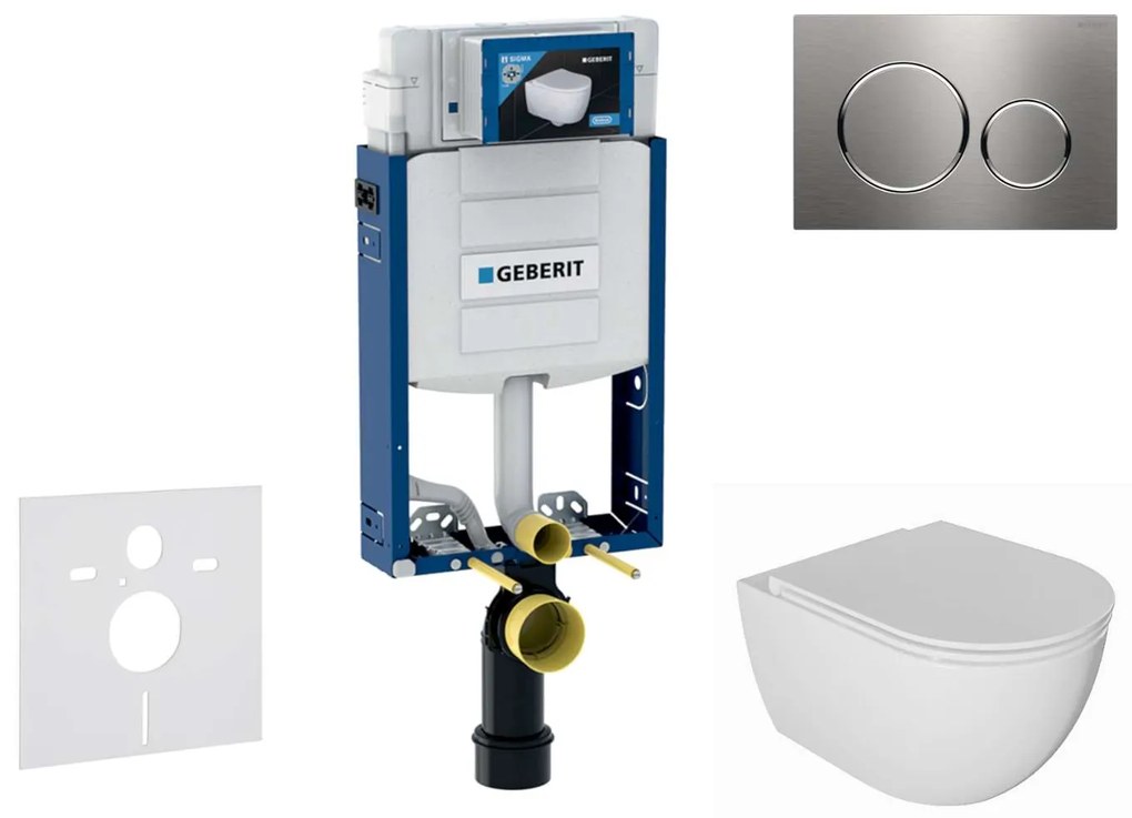 Geberit Kombifix - Set předstěnové instalace, klozetu Oudee a sedátka softclose, tlačítko Sigma20, nerez SANI15CA6101