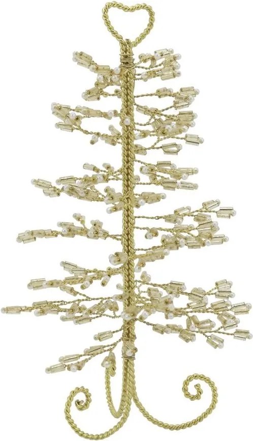 Elegantní vánoční zlatý stromek s perličkami Glaze Forest - 11*24 cm