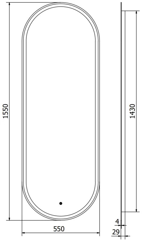 Mexen Bono, LED koupelnové zrcadlo s podsvícením 55 x 155 cm, 6000K, ochrana proti zamlžování, 9816-055-155-611-00